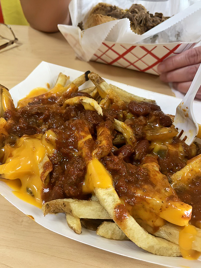 Chili cheese fries: where the fork meets the road. A glorious mess that makes you forget you're supposed to be watching your cholesterol.