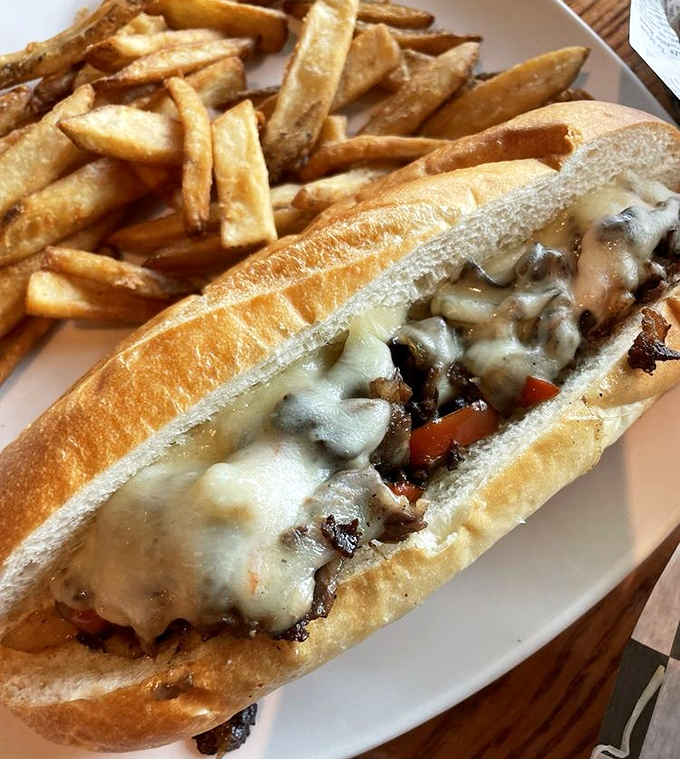 This cheesesteak delivers Philadelphia-worthy satisfaction without requiring a two-hour drive to get there.