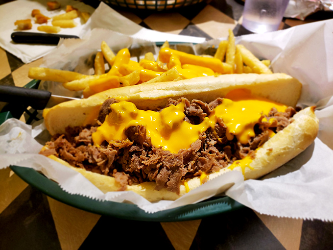 The classic combo that's worth the drive alone. Golden fries beside a cheesesteak that's practically begging to be your new obsession.