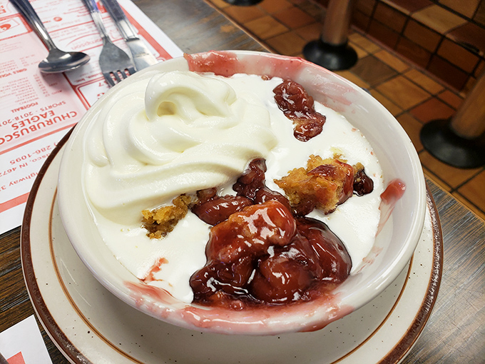 The famous cherry cobbler that launched a thousand road trips. That vanilla ice cream isn't melting&mdash;it's swooning in the presence of greatness.