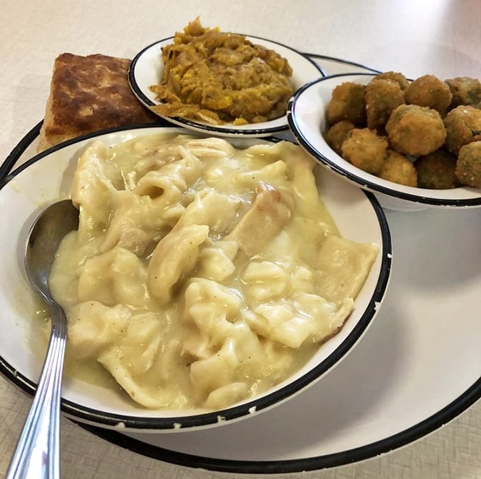 Chicken and dumplings so comforting they should come with a warning: "May cause involuntary sighs of happiness and spontaneous childhood memories."