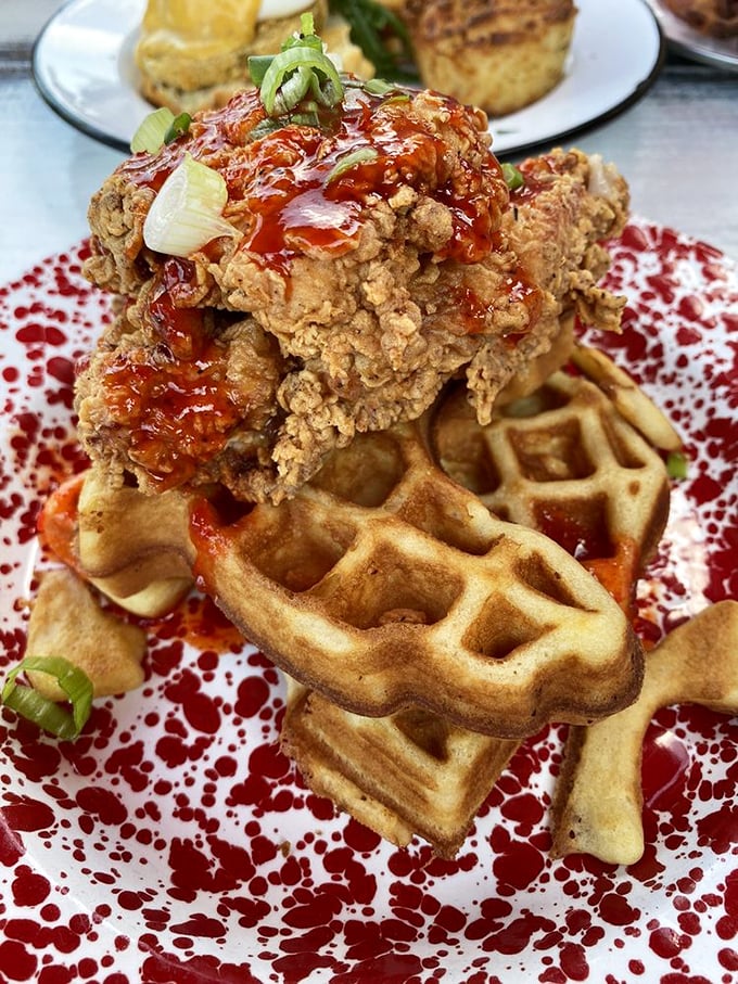 Chicken and waffles: the breakfast equivalent of a standing ovation. Crispy, saucy chicken perched atop golden waffles&mdash;comfort food that hugs your soul.