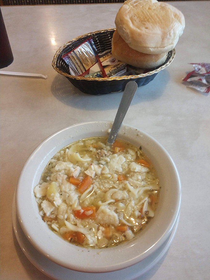 Chicken noodle soup that doesn't just warm the bowl but the soul – comfort food that grandmother would approve.