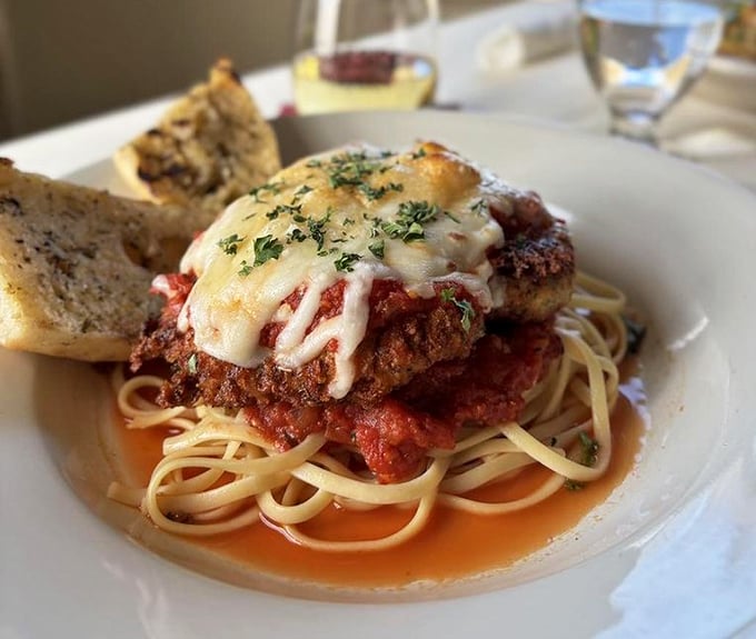 This chicken parmesan isn't just dinner&mdash;it's architecture. Layers of flavor built on a foundation of perfectly cooked pasta and crowned with melted cheese.