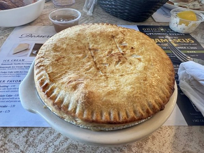 Golden, flaky crust protecting a steaming treasure of savory filling. This isn't just chicken pot pie&mdash;it's edible architecture that would make Frank Lloyd Wright request seconds. 