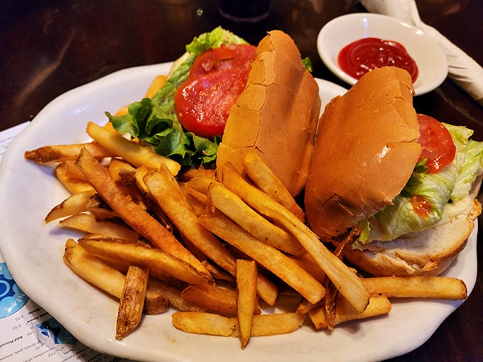 A sandwich that requires strategy to eat &ndash; crispy fries, fresh veggies, and a roll that's somehow both soft and sturdy. Napkins: not optional.