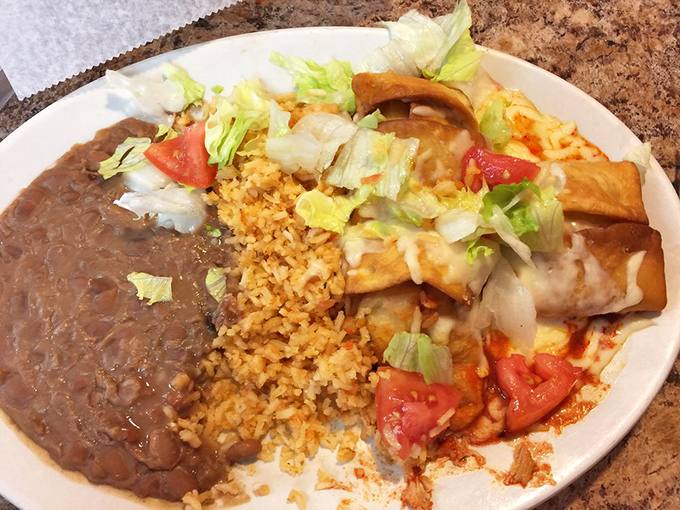 A chimichanga that's achieved the impossible dream: perfectly crisp exterior giving way to tender chicken, all smothered in a sauce worth bottling and taking home.