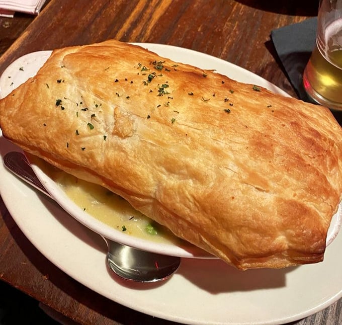 When pastry meets poultry in perfect harmony &ndash; this golden-domed chicken pot pie releases a steamy encore of homestyle flavors with each fork pierce.