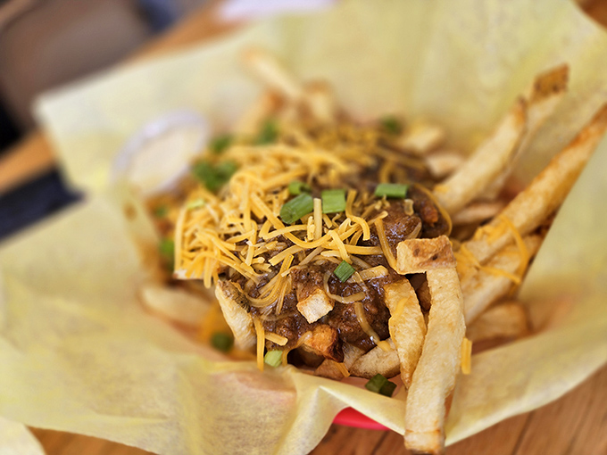 Chili fries that don't apologize for their indulgence&mdash;crispy, golden soldiers standing at attention under a blanket of savory goodness.