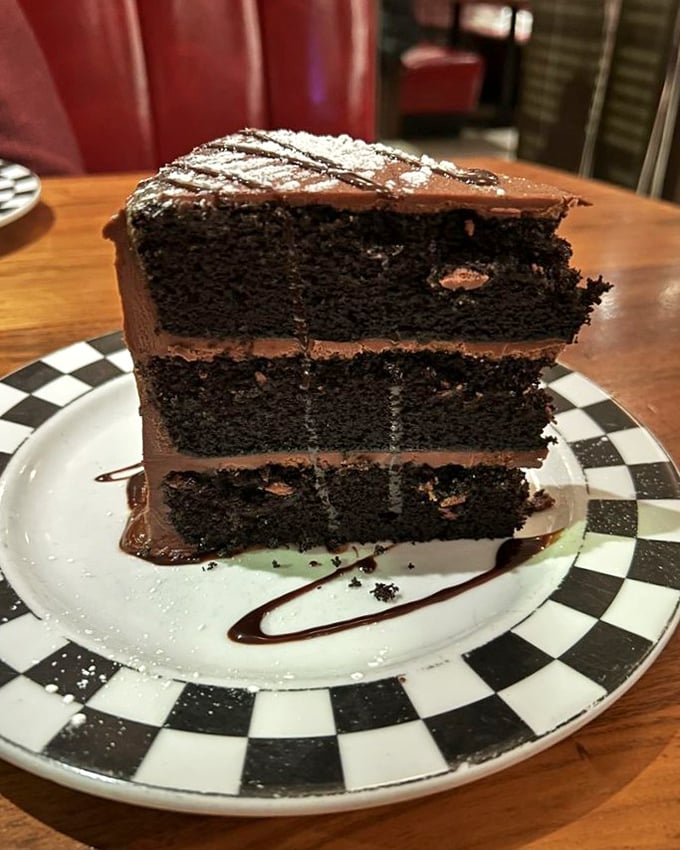The Seriously Big Chocolate Cake lives up to its name &ndash; three towering layers of chocolate decadence that would make Willy Wonka jealous.