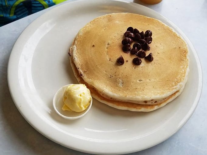 Chocolate chip pancakes that make you question why we ever invented fancy desserts. Sometimes perfection is just butter, syrup, and melty chocolate.