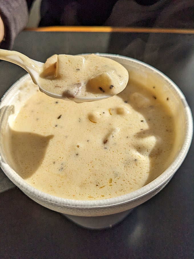 A spoonful of clam chowder that could make a foggy day feel like sunshine. Creamy, hearty, and studded with tender clams—coastal therapy in a cup.