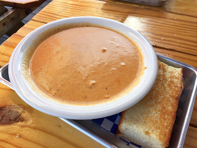 Clam chowder so creamy it should require a lifeguard on duty. That toasted bread isn't a side &ndash; it's your designated diving board.
