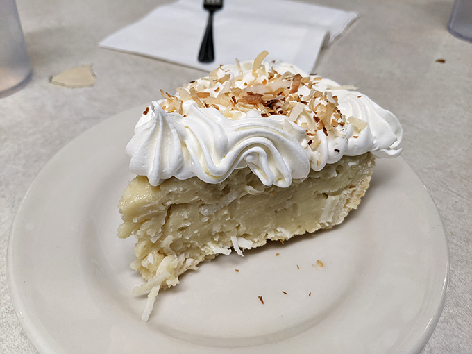 Coconut cream pie that would make your grandmother both proud and jealous&mdash;cloud-like meringue floating above coconut custard paradise.