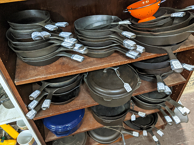 Cast iron paradise! These seasoned beauties have stories seared into them&mdash;each pan a time capsule of family recipes and perfectly crisped cornbread edges.