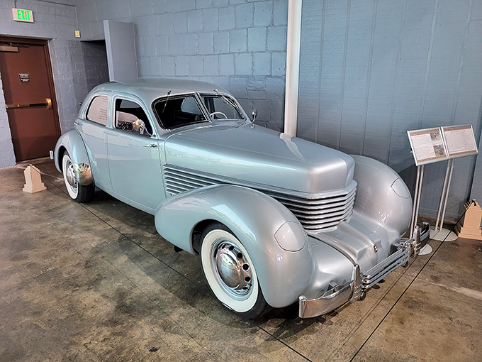 The Cord 810's streamlined silhouette still looks futuristic nearly a century later. Like discovering your great-grandmother was secretly a fashion model for Vogue.