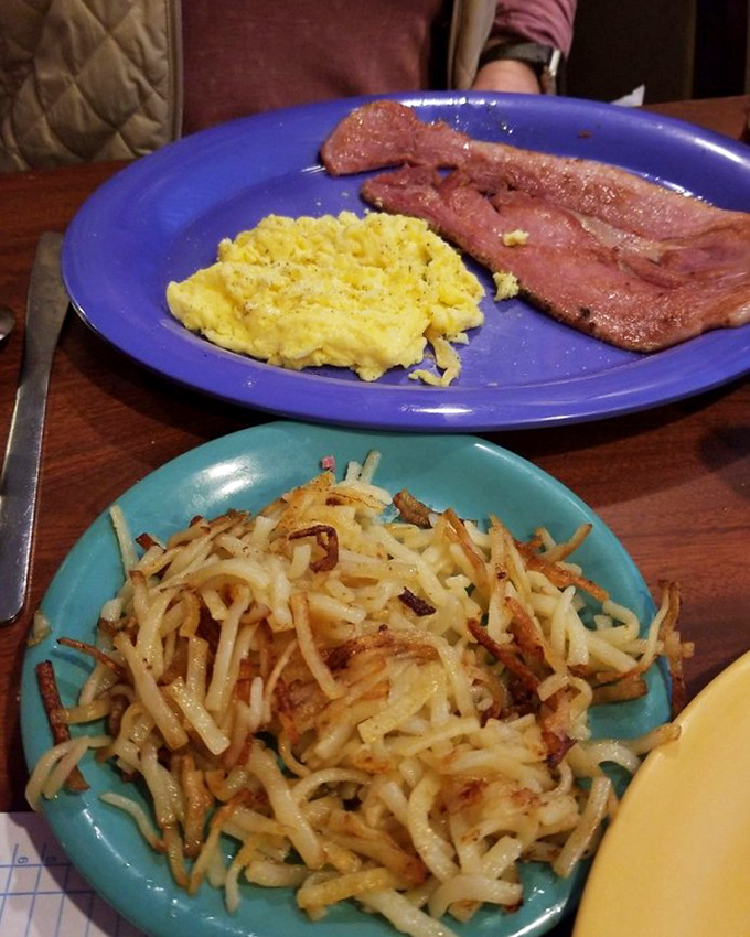 Country ham and eggs &ndash; the breakfast of Tennessee champions. Those crispy edges and golden scrambled eggs are the morning motivation some people need coffee for.