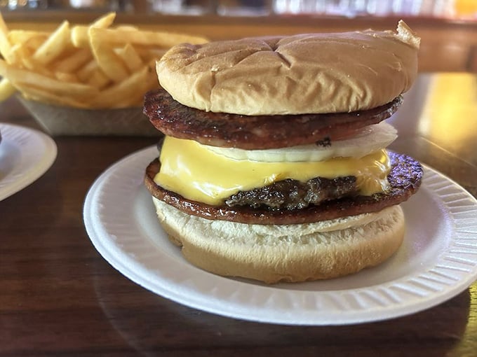 The Cowboy burger doesn't mess around, stacking bologna atop a burger patty like Ohio's answer to the Manhattan skyscraper.