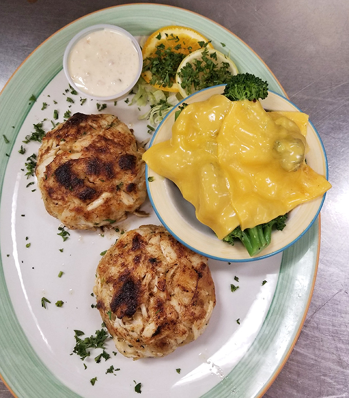 These crab cakes contain so little filler they're practically a seafood magic trick—Maryland would approve of this Virginia interpretation.