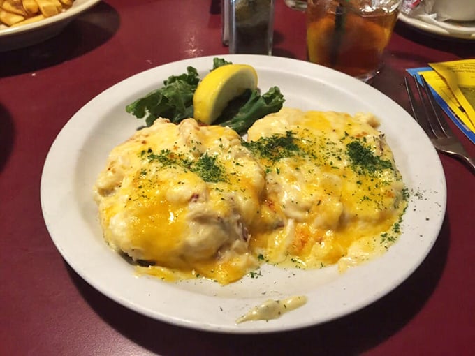 Cheese doesn't merely top this crab melt&mdash;it cascades down the sides like a yellow waterfall of indulgence.