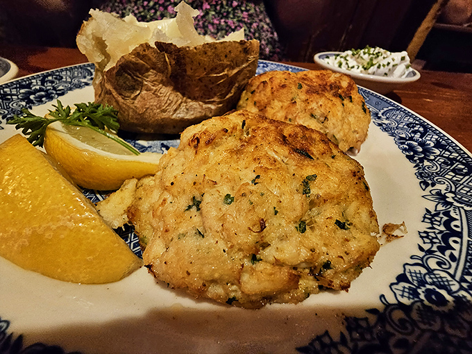 These crab cakes contain so little filler, they're practically breaking crab union rules. Golden-brown perfection that Maryland would proudly claim as its own.