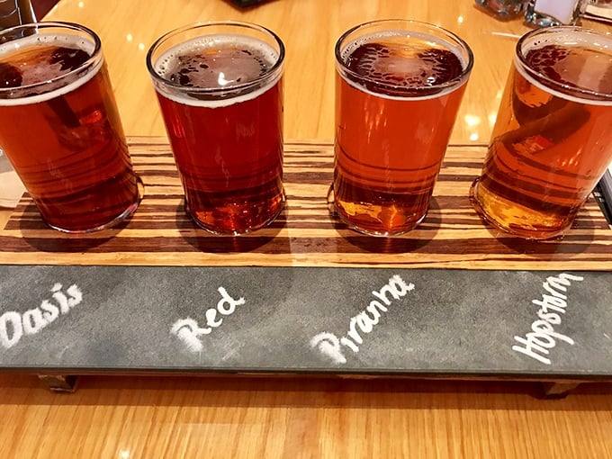 The beer flight that answers life's eternal question: "Why choose one when you can have four?" Each amber glass holds liquid craftsmanship.