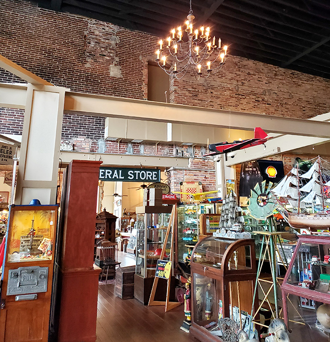 That chandelier has likely illuminated more stories than a library. Below it, treasures await like supporting characters in your next great find.