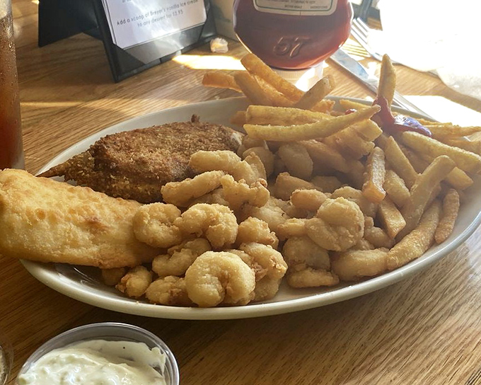 A seafood platter that requires no filter &ndash; golden fried treasures with a side of tartar sauce that's begging to be introduced to that fish.