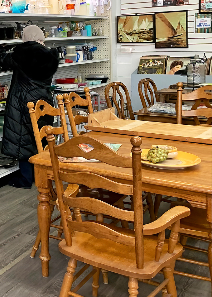 Solid wood dining sets that have hosted countless family dinners now wait for your mashed potato debates and holiday gatherings.