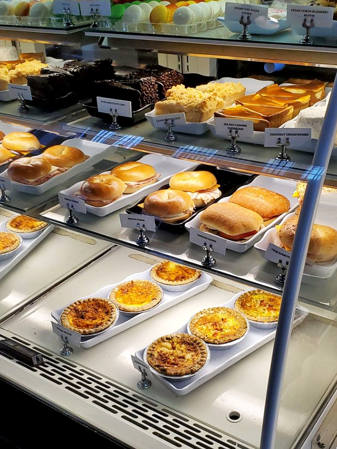 A pastry case that turns willpower into a theoretical concept. Diet starts tomorrow, as they say.