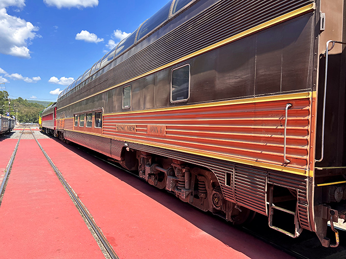 Gleaming like a well-polished family heirloom, this vintage dome car promises views that no smartphone screen could ever do justice.