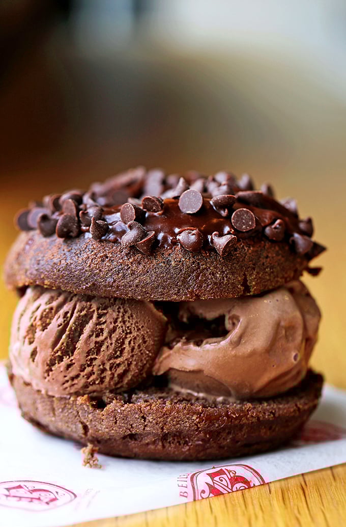 Chocolate donut ice cream sandwich: proof that sometimes the best ideas come from asking "What if we made this even more indulgent?"