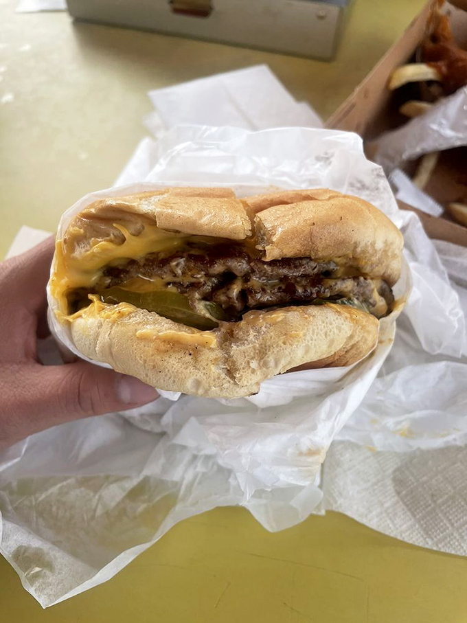 Behold the double cheeseburger in its natural habitat&mdash;where cheese meets beef in a relationship more perfect than most Hollywood marriages.