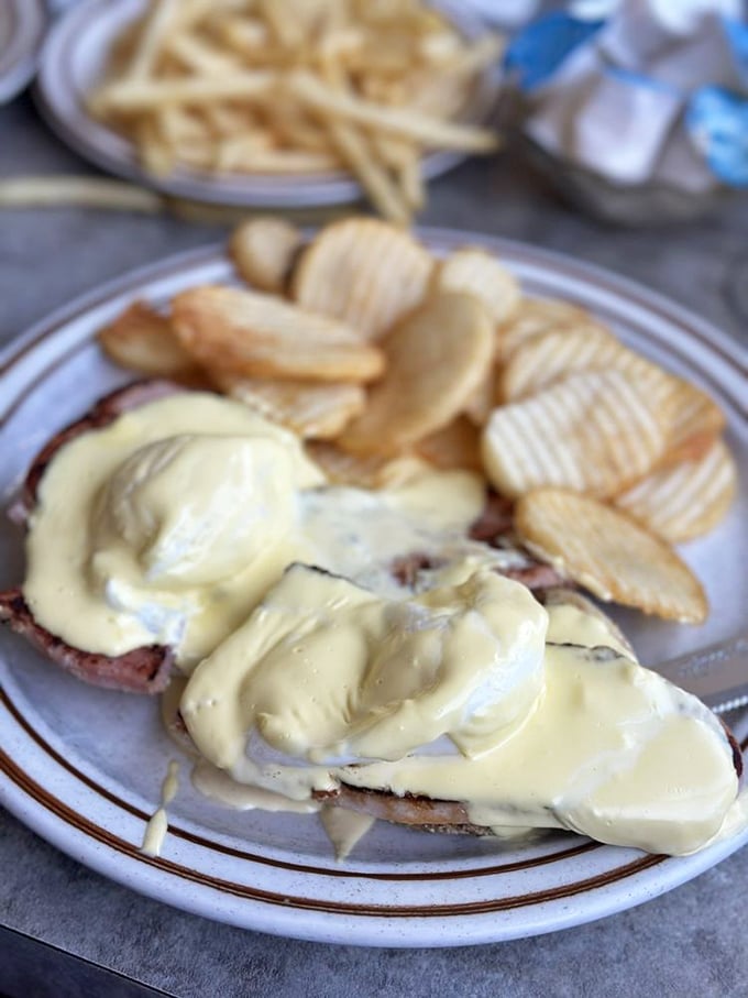 Hollandaise sauce cascades over what might be Long Beach's most indulgent breakfast&mdash;a rich benediction to start your day with zero regrets.