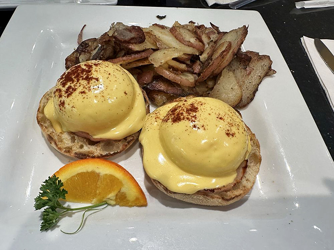 Hollandaise-crowned perfection that elevates breakfast to an art form worthy of Sunday morning reverence.
