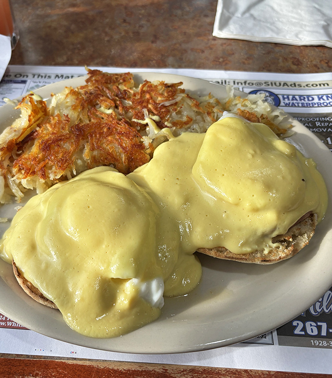 Eggs Benedict that would make the Pope jealous. Hollandaise sauce so rich it probably has its own accountant.