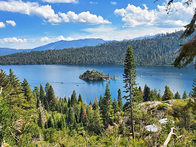 Fannette Island sits like a jewel in Emerald Bay's impossibly blue waters. Even Midas couldn't create a more golden view.