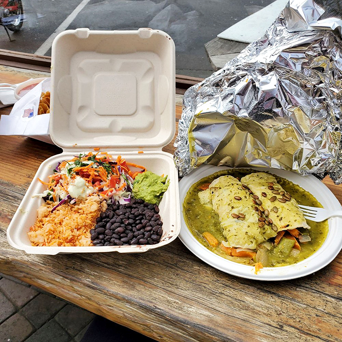 These enchiladas swim in a vibrant green sauce that would make Mother Nature herself nod in approval.