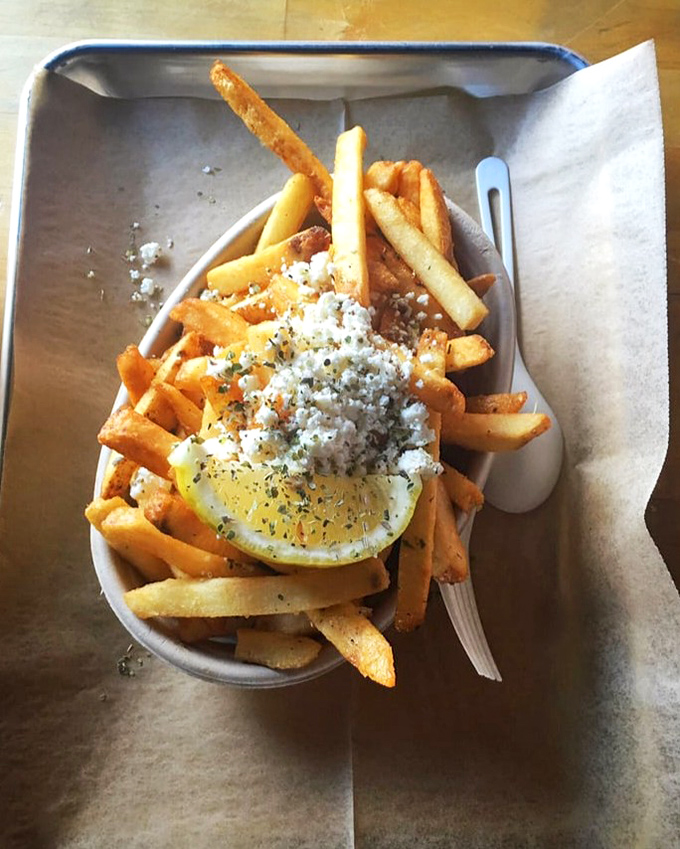 Golden fries showered with feta and a squeeze of lemon&mdash;proving that Greece and potatoes should have gotten together a long time ago.