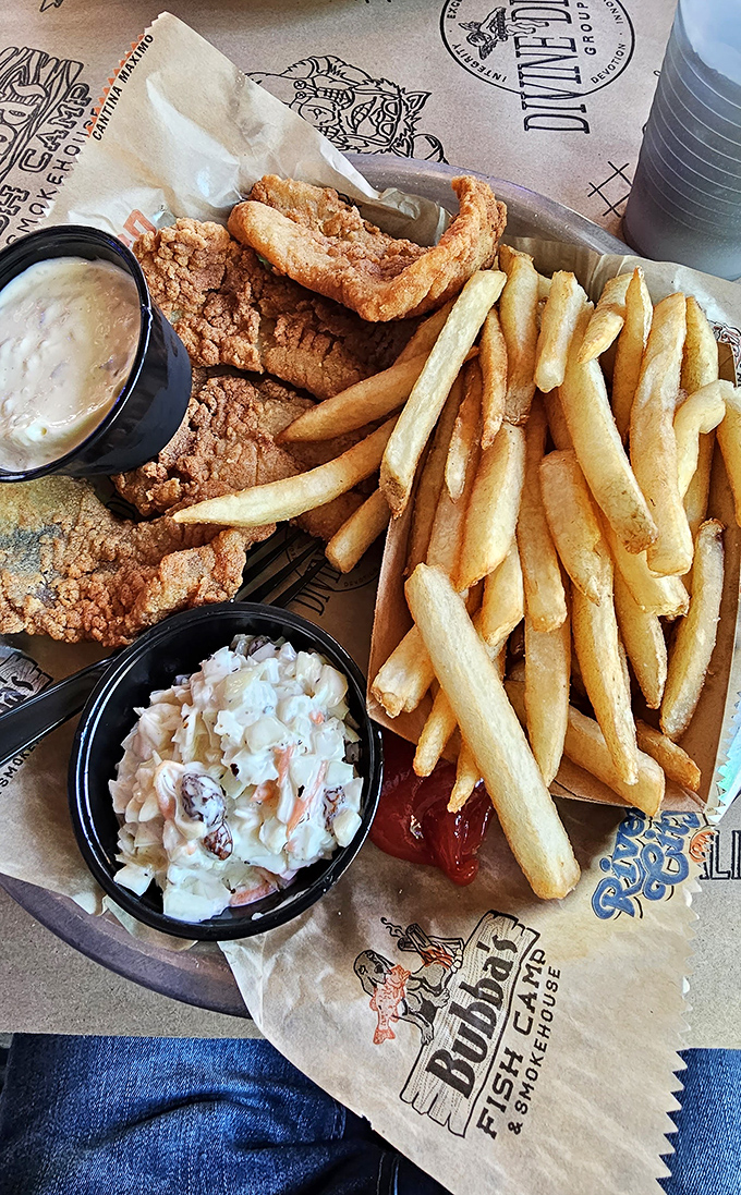 Crispy golden fish that would make a British pub jealous, with fries so perfect they deserve their own fan club.