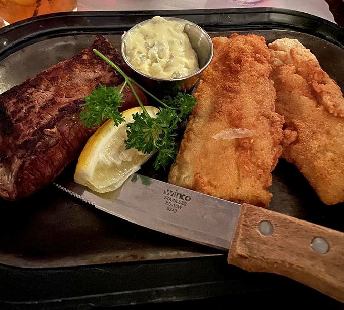 The surf and turf special brings together land and sea in perfect harmony, like a delicious duet that makes you want an encore.