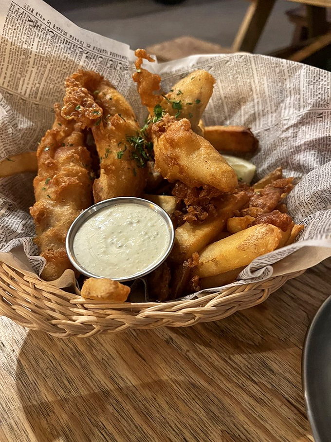 Fish and chips that would make London jealous &ndash; golden-battered perfection in a basket that whispers, "Diet? What diet?"