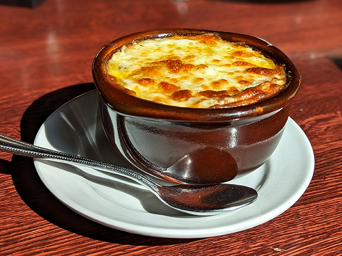 French onion soup that's achieved the perfect cheese-to-broth ratio—the culinary equivalent of finding the perfect parking spot on a rainy day.
