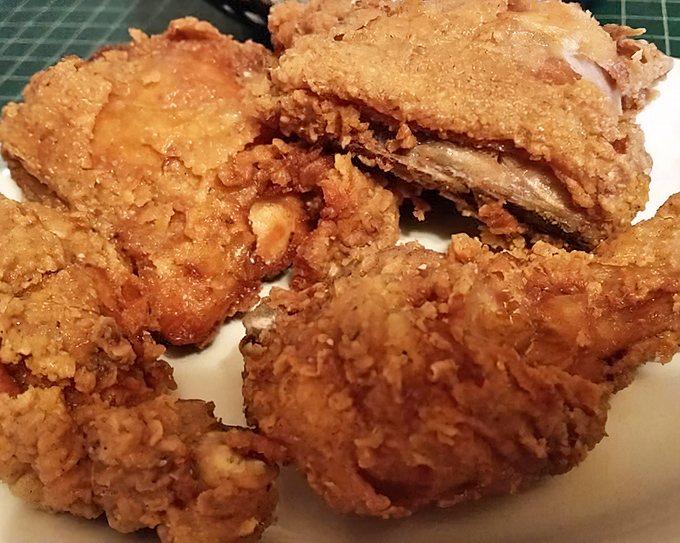 Golden-brown fried chicken that makes a more satisfying crunch than stepping on autumn leaves. Colonel who? This is the real deal.