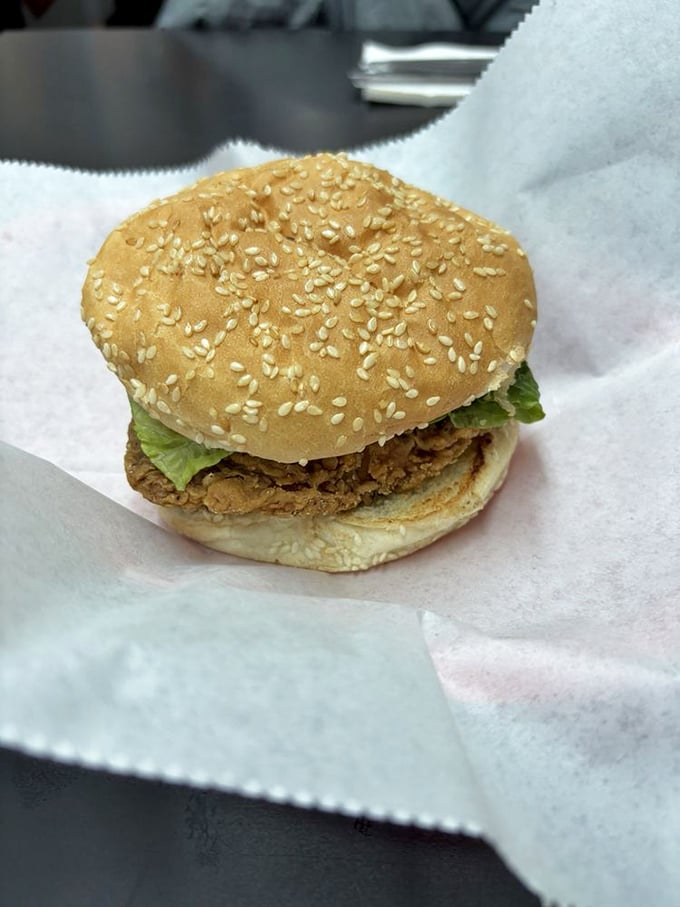 Crispy, golden, and absolutely divine - this fried chicken sandwich knows how to make an entrance.
