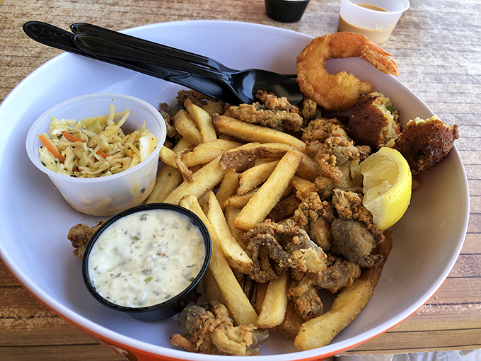 A seafood platter that brings the ocean to your table&mdash;crispy, golden treasures from the deep paired with fries that stay miraculously crisp.