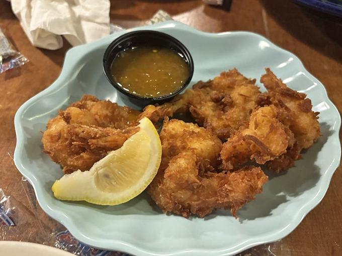 Fried shrimp that crunch like nature's perfect snack. The golden coating gives way to tender seafood that tastes like it was swimming this morning.