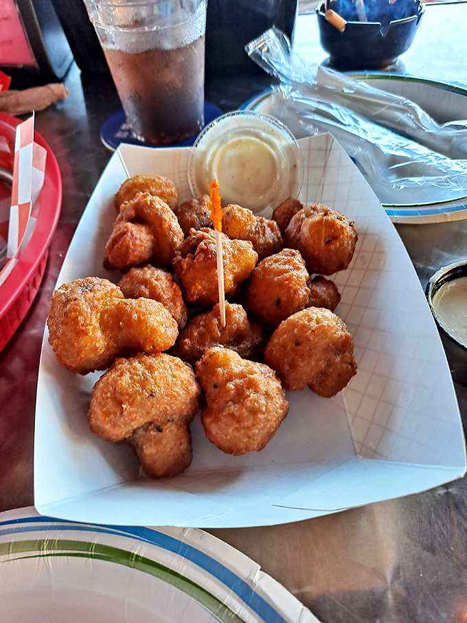 Golden-fried mushroom bites that pop in your mouth like little flavor bombs. The perfect shareable starter&mdash;if you're willing to share.