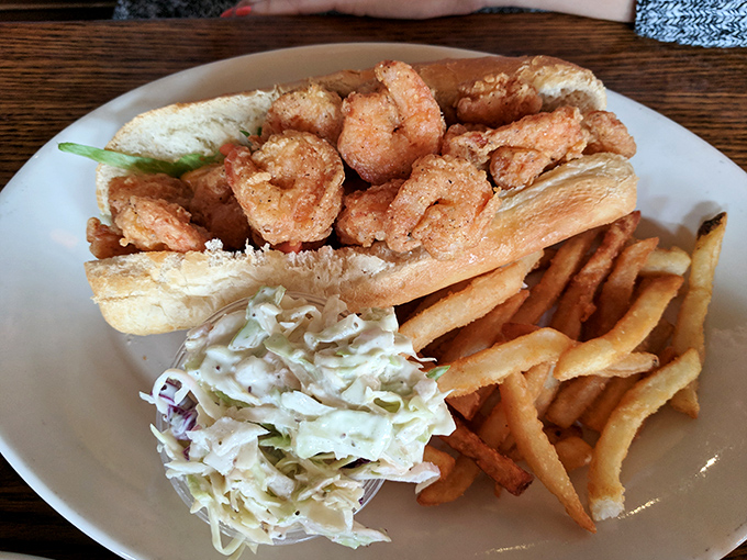 This po'boy doesn't skimp on the good stuff – plump fried shrimp piled high with fresh slaw. A taste of New Orleans in the Motor City.