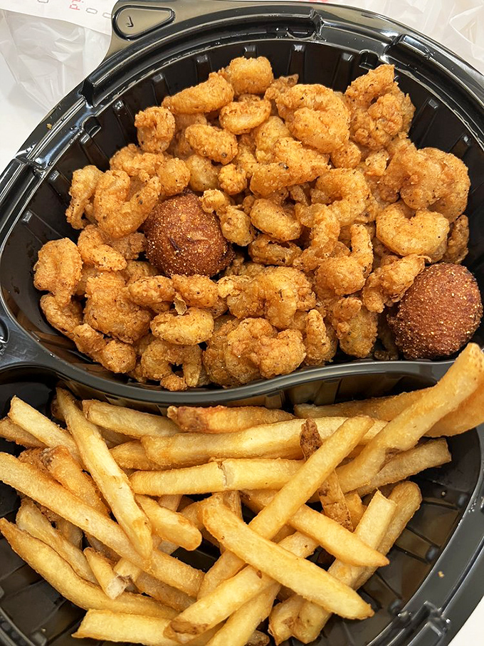 Golden-fried shrimp and hushpuppies&mdash;the dynamic duo of Gulf Coast comfort. This basket contains more happiness than most people experience in an entire day.